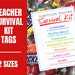 Substitute Teacher Survival Kit Gift Tags, Teacher Appreciation and ...