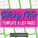 Printable Sticky Note Template & List Pages, Sticky Note Guide Page ...