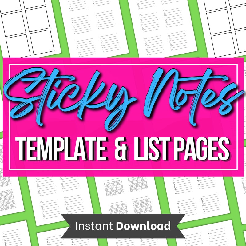 Sticky Note Template - Etsy