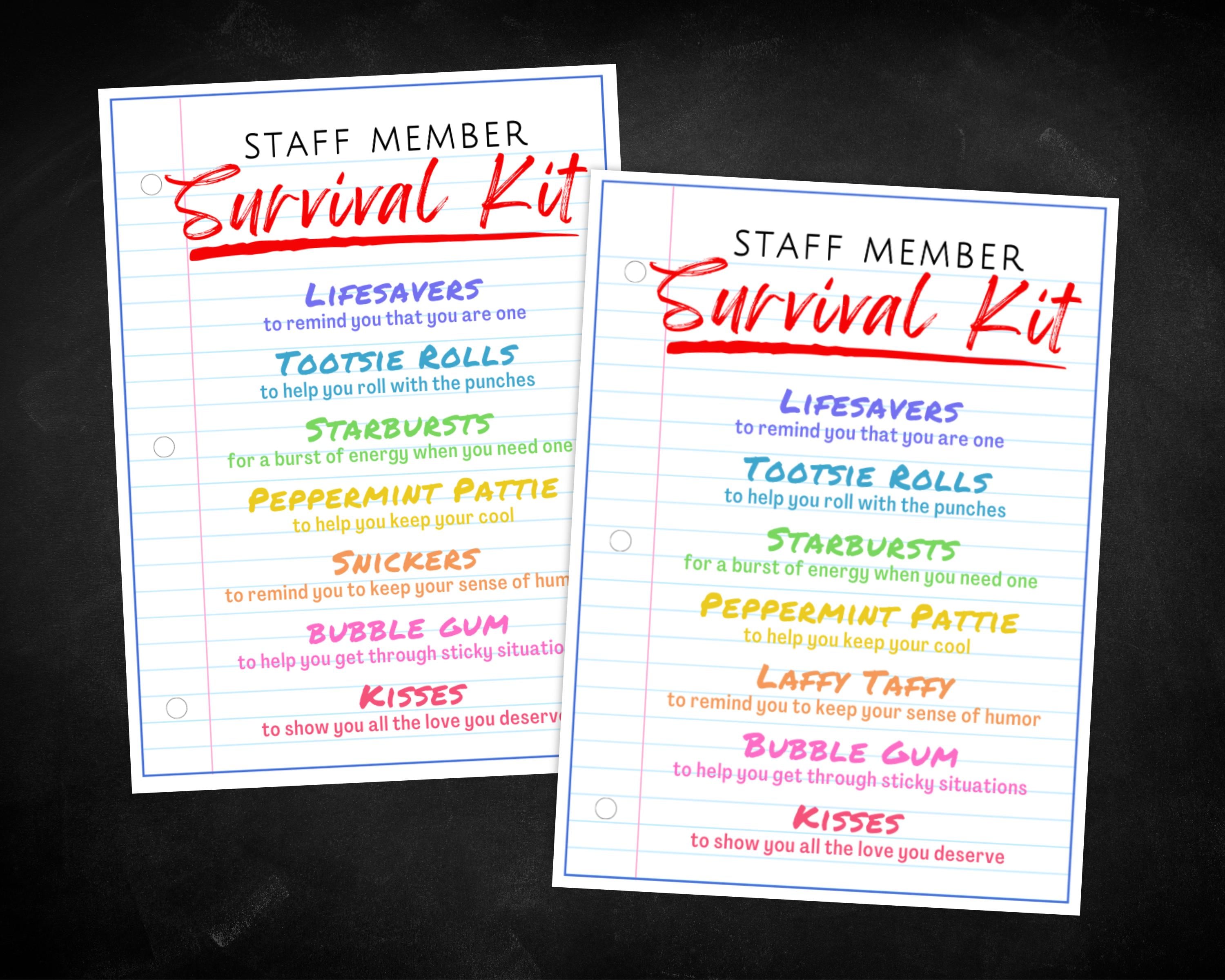 Staff Member Survival Kit Gift Tags, Staff Appreciation and Thank You ...