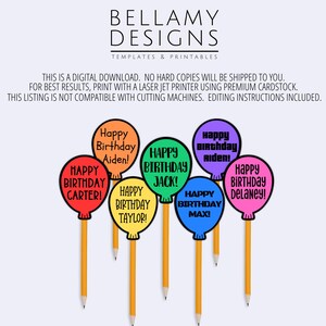 Balloon Pencil Toppers, Student Birthday Gift, Goodie Bag Party Favors ...