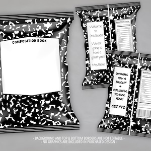 Composition Book Chip Bag, Back to School Gift, Goodie Bag Party Favors ...