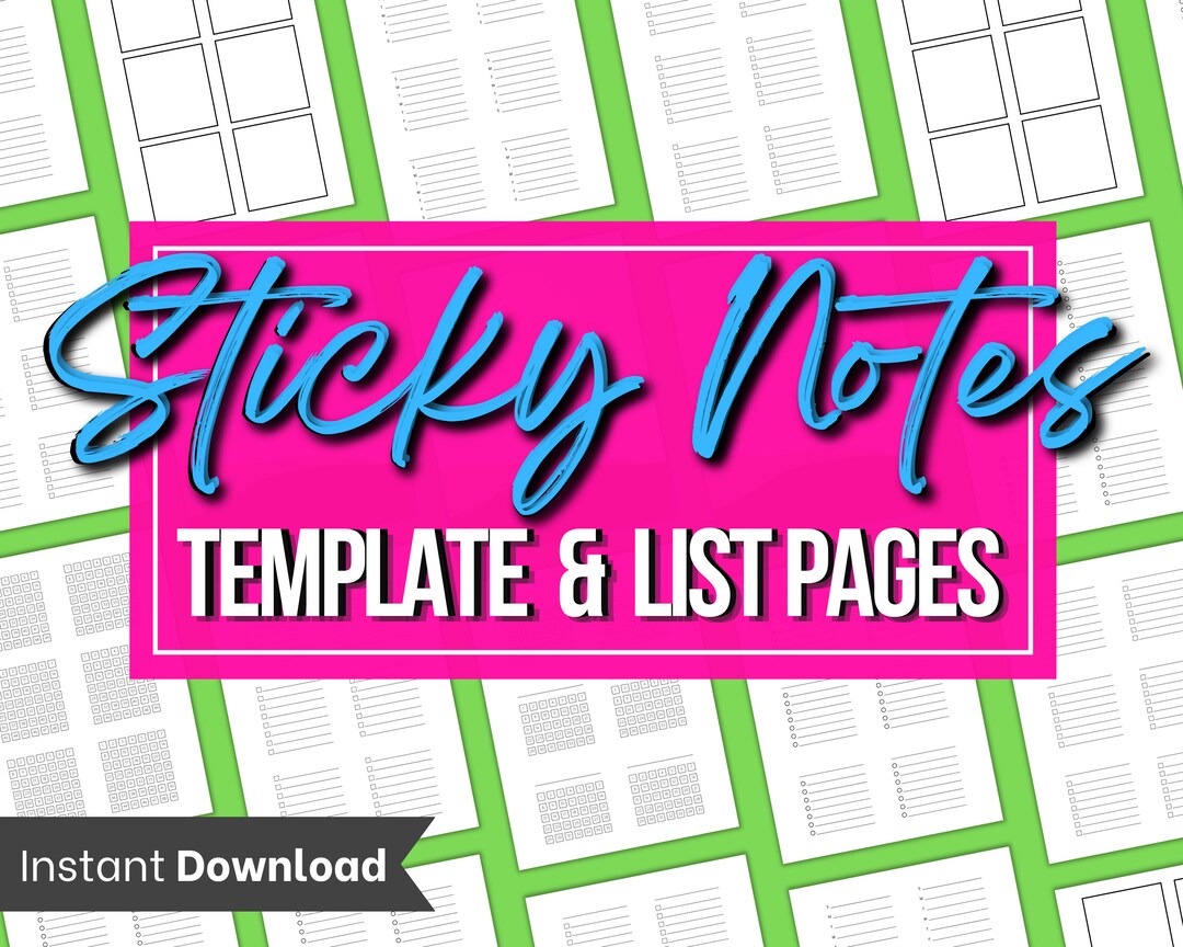 Printable Sticky Note Template & List Pages Sticky Note Guide - Etsy