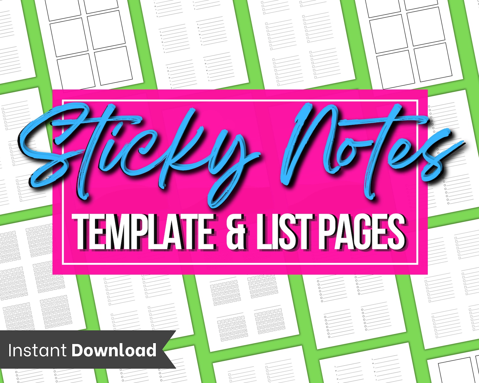 Printable Sticky Note Template & List Pages Sticky Note Guide - Etsy