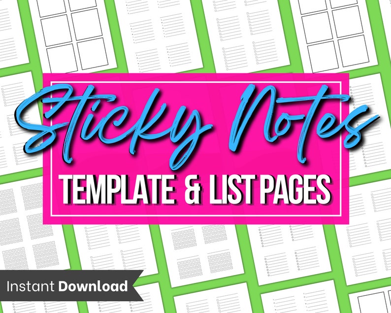 Printable Sticky Note Template & List Pages Sticky Note Guide - Etsy