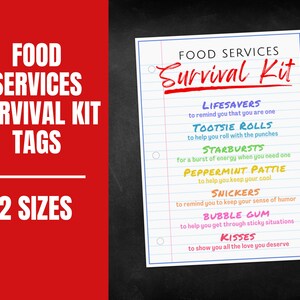 Food Services Survival Kit Gift Tags, Lunchroom Cafeteria Appreciation ...