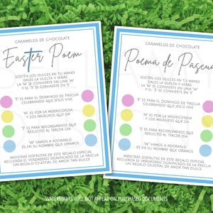 Easter Poem Spanish Version Candy Gift Tags Printable, Easter Basket ...