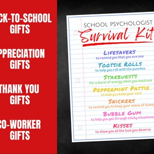 School Psychologist Survival Kit Gift Tags, Psychology Staff ...