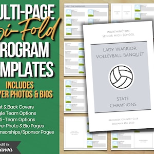 Multi-page Bi-fold Program Template, Sports Team Program or Church ...
