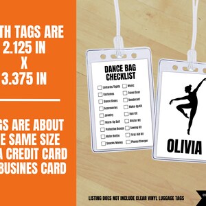 Editable Dance Bag Tag Insert, Custom Dance Equipment Gear Checklist ...