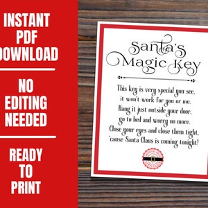 Printable Santa's Magic Key Poem Tag, Santa Key Tag, Party Gift Favor ...
