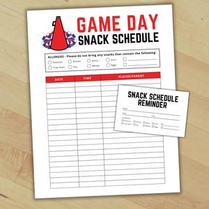 EDITABLE Cheerleading Snack Schedule Sign up Sheet, Cheer Game Day ...