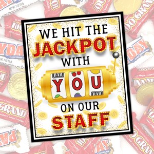 Staff Appreciation Tag, Jackpot Tag Lottery Tag, Hit the Jackpot Staff ...