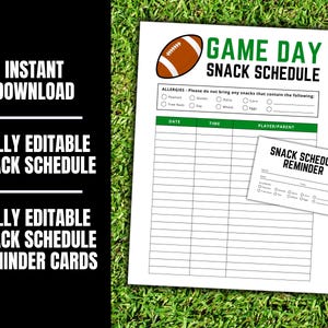 EDITABLE Football Snack Schedule Sign up Sheet, Football Coach and Team ...