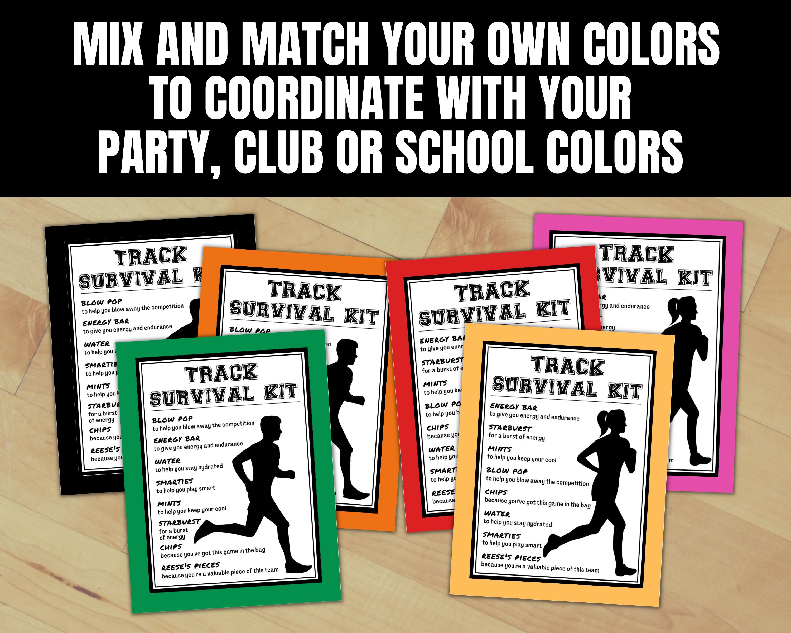 Track Survival Kit Gift Tags, Boys & Girls Track Meet Treat Tags ...