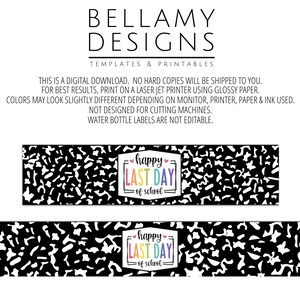 Happy Last Day of School Water Bottle Wrapper, End of School Year ...