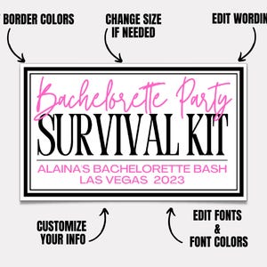 Bachelorette Party Survival Kit Gift Tags for Welcome Bag Party Favors ...