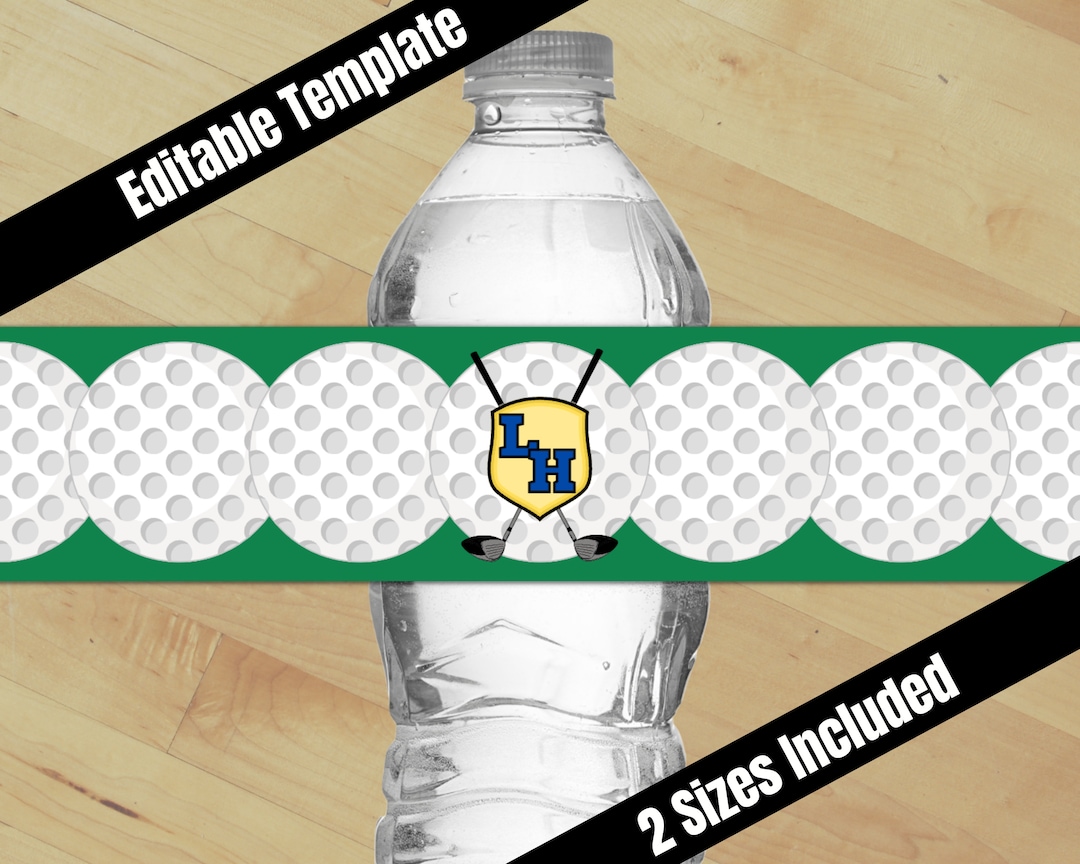 Editable Golf Water Bottle Wrapper Label, Golf Printable Party Favor ...