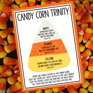 Christian Halloween Treat Tags, Candy Corn Trinity Tag, Treat Bags for ...
