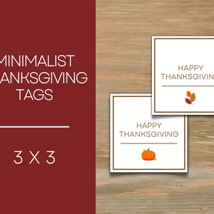 Minimalist Happy Thanksgiving Gift Treat Tags, Treat Card Printable ...