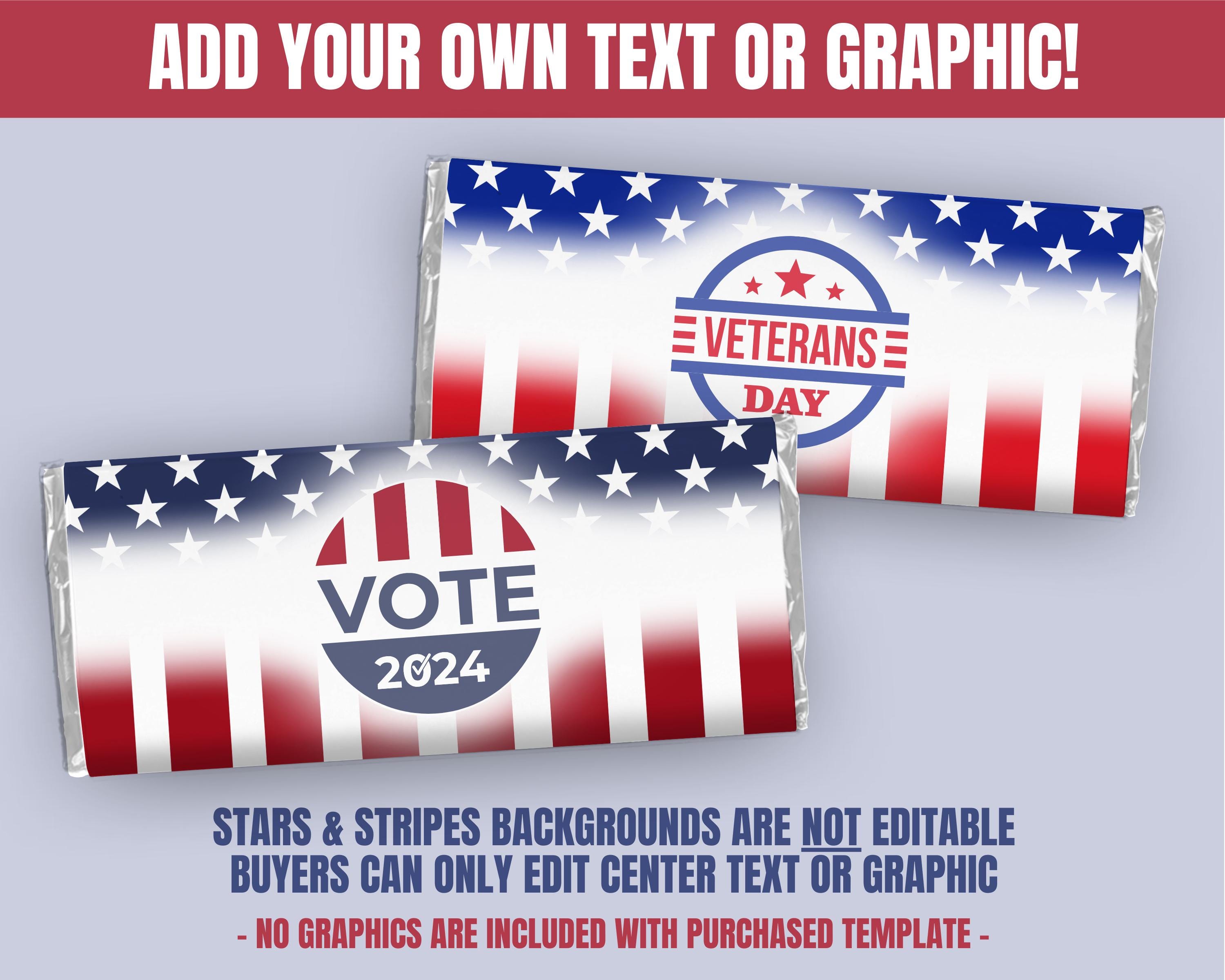 Patriotic American Flag Candy Bar Wrapper, Republican Democrat Election ...