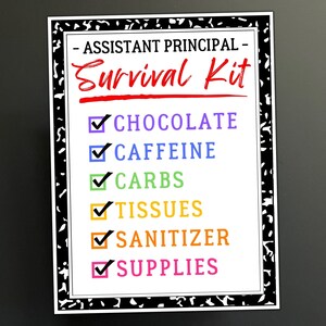 Assistant Principal Survival Kit Gift Tag, School Principal Day Thank ...