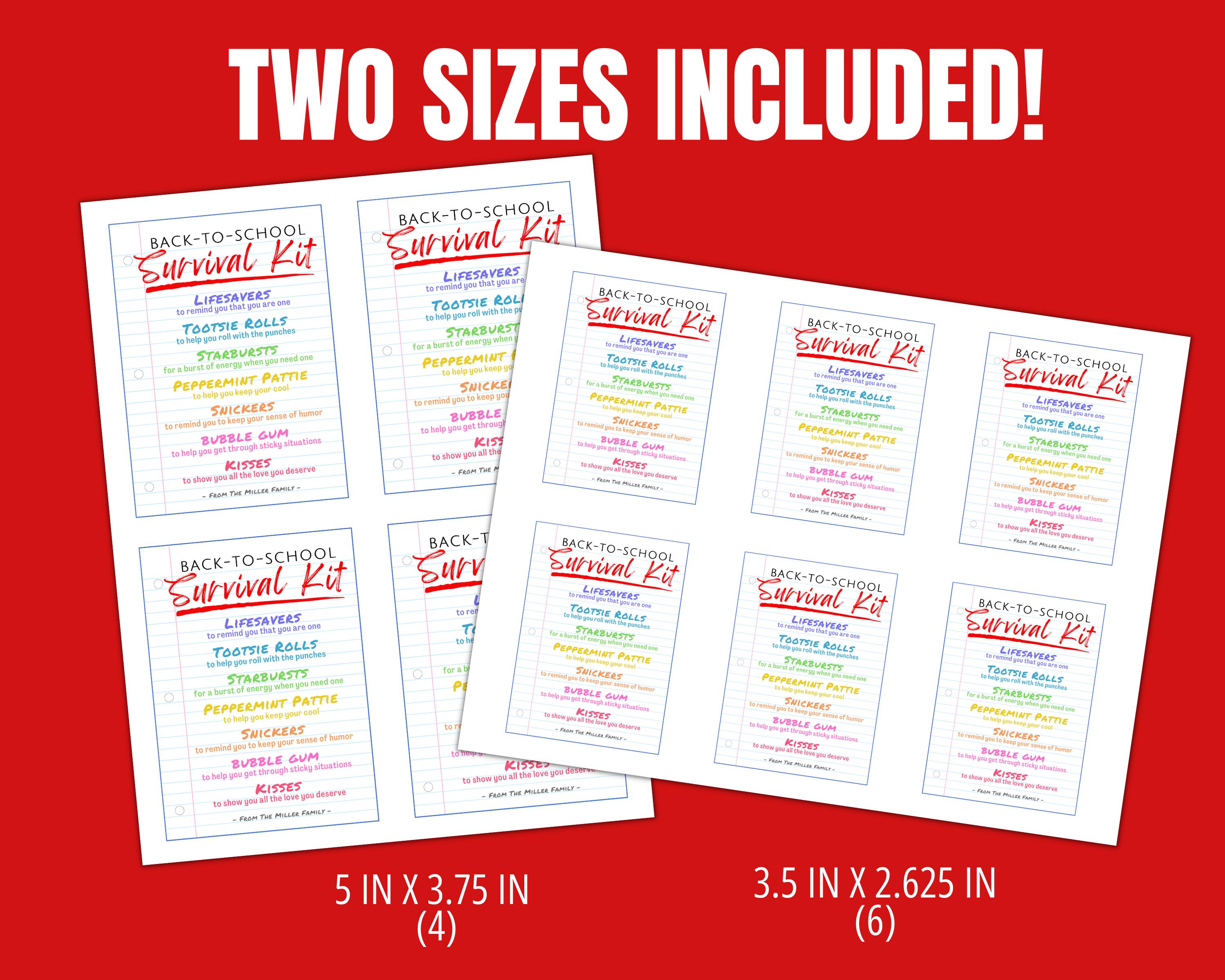 EDITABLE Back to School Survival Kit Treat Bag Tag, Teacher & Staff ...