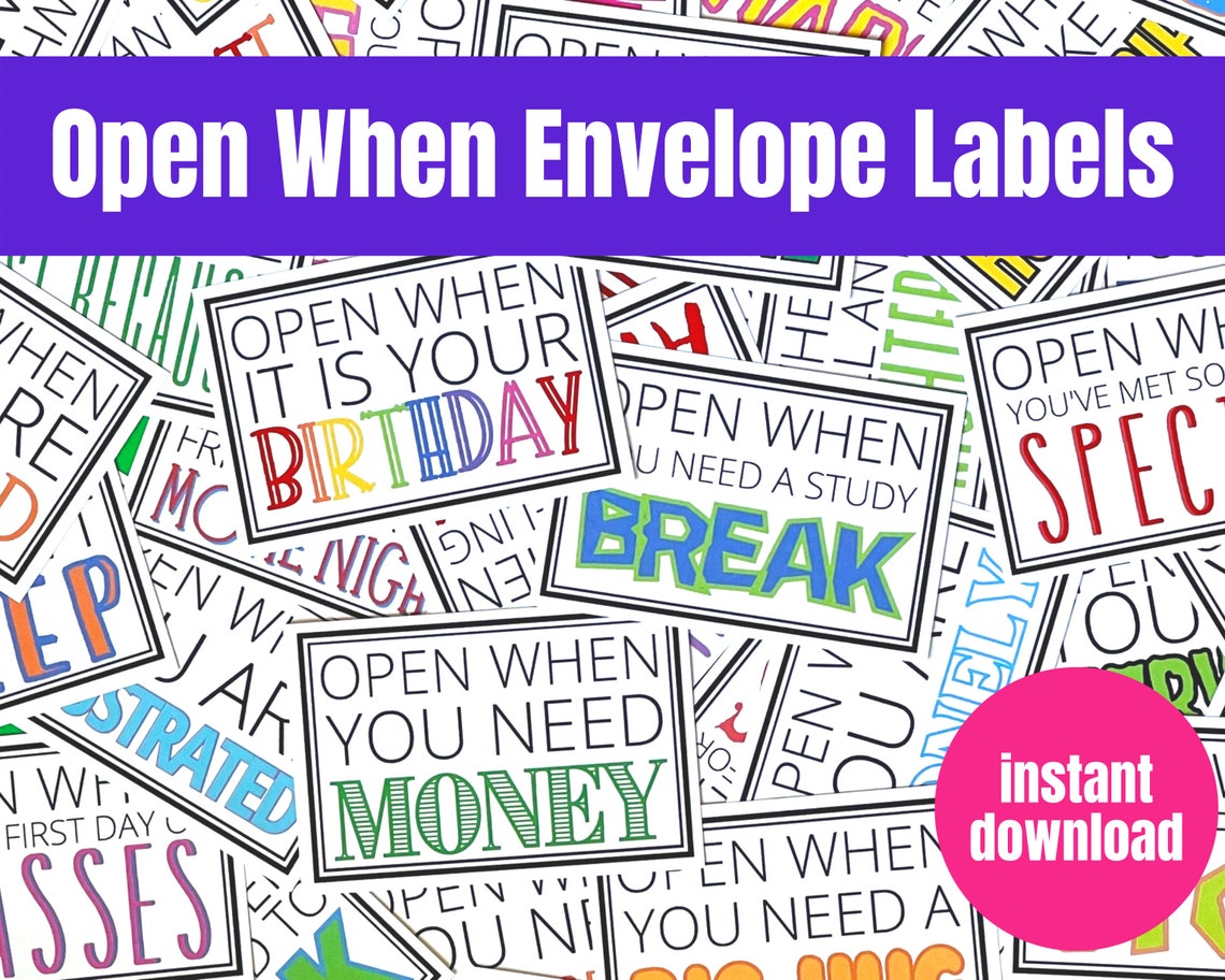 Open When Letters Printable Envelope Labels or Cards College - Etsy