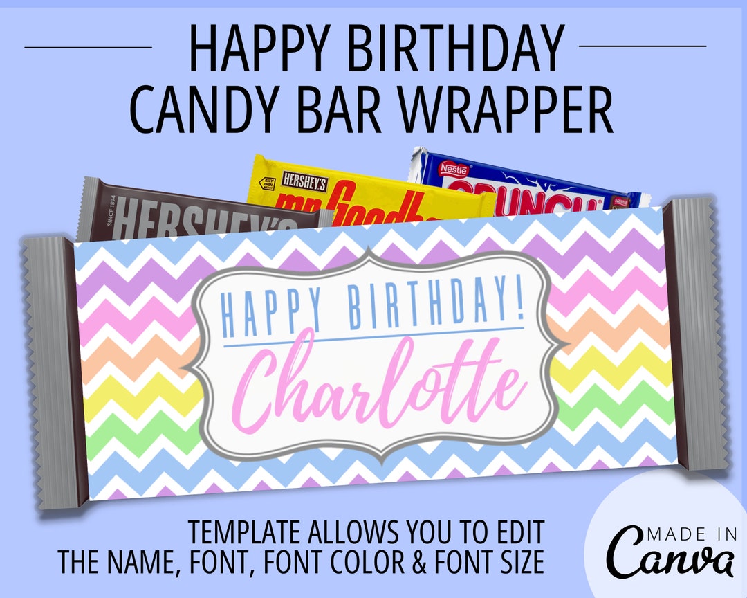 Happy Birthday Candy Bar Wrapper Chocolate Bar Wrapper Template Party ...