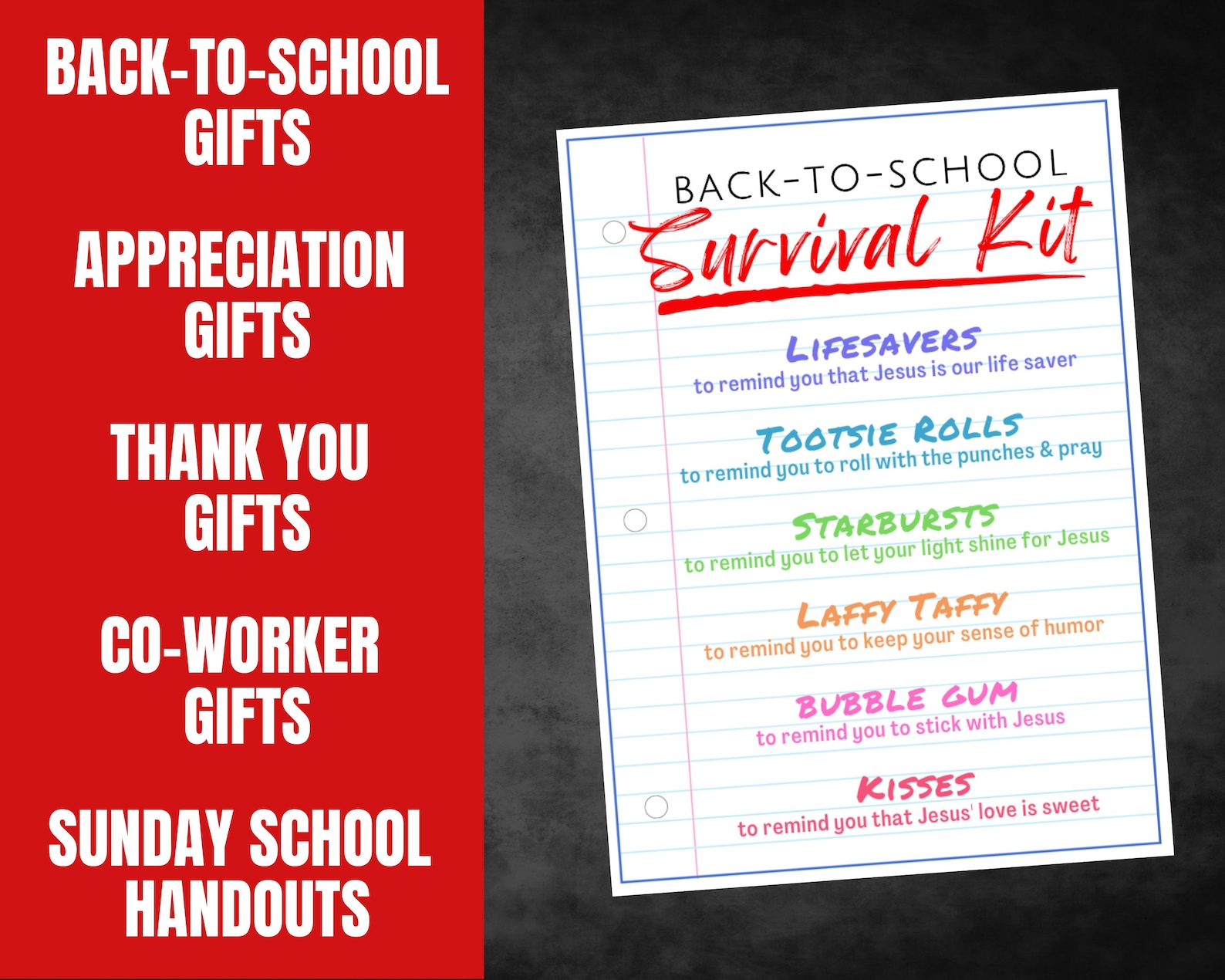 Religious Back-to-school Survival Kit Gift Tags, Meet the Teacher ...