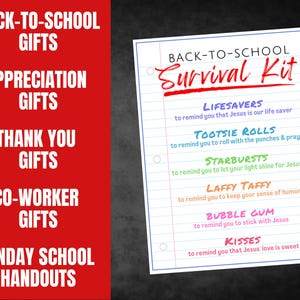 Religious Back-to-school Survival Kit Gift Tags, Meet the Teacher ...