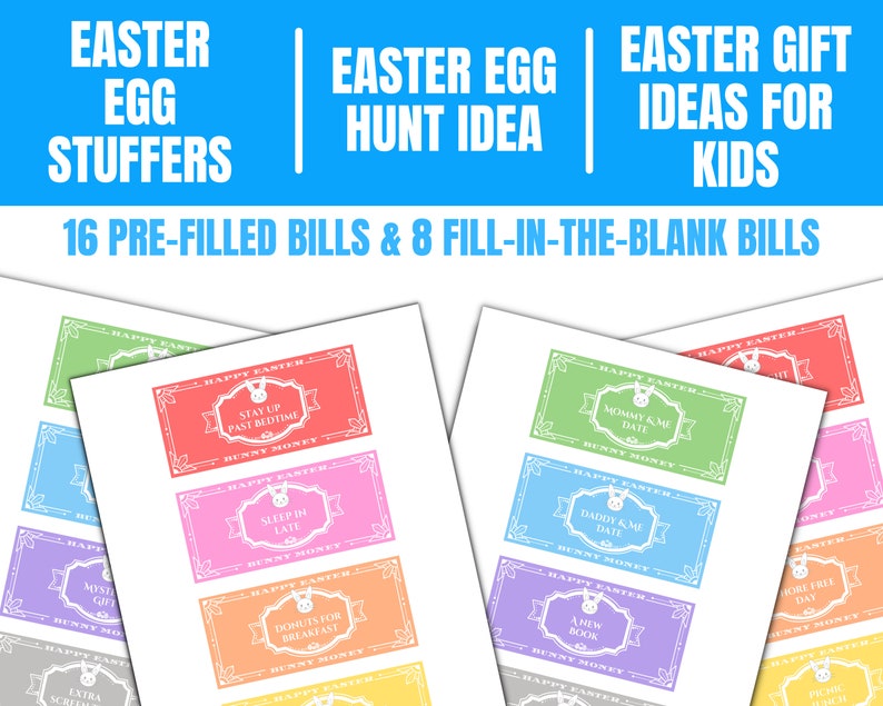 Easter Bunny Money Bunny Bucks Printable Cards Easter Coupon - Etsy