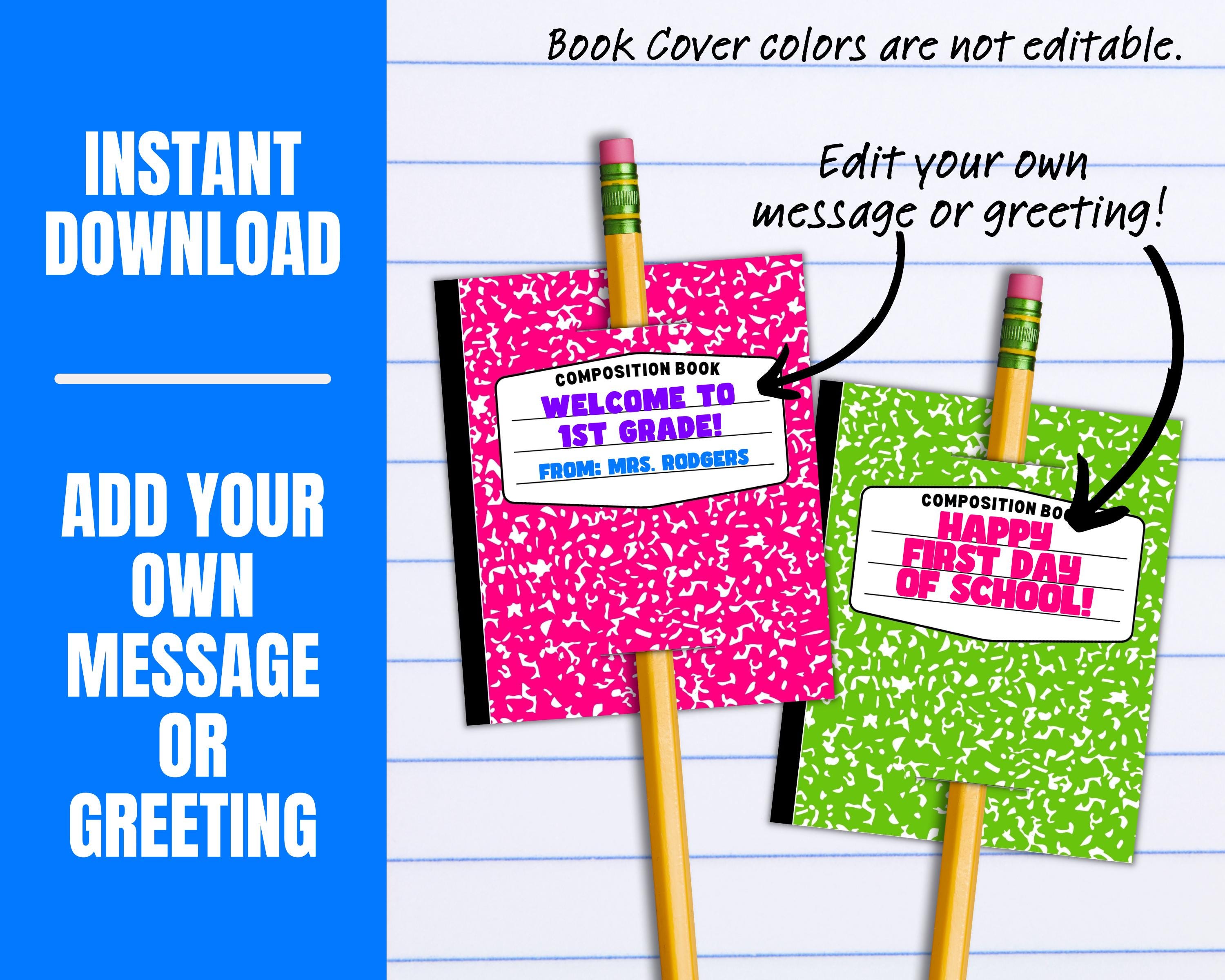 EDITABLE Pencil Toppers, Composition Notebook Printable for Students ...