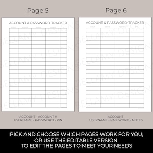 EDITABLE Account & Password Tracker Password Printable, Password Book ...
