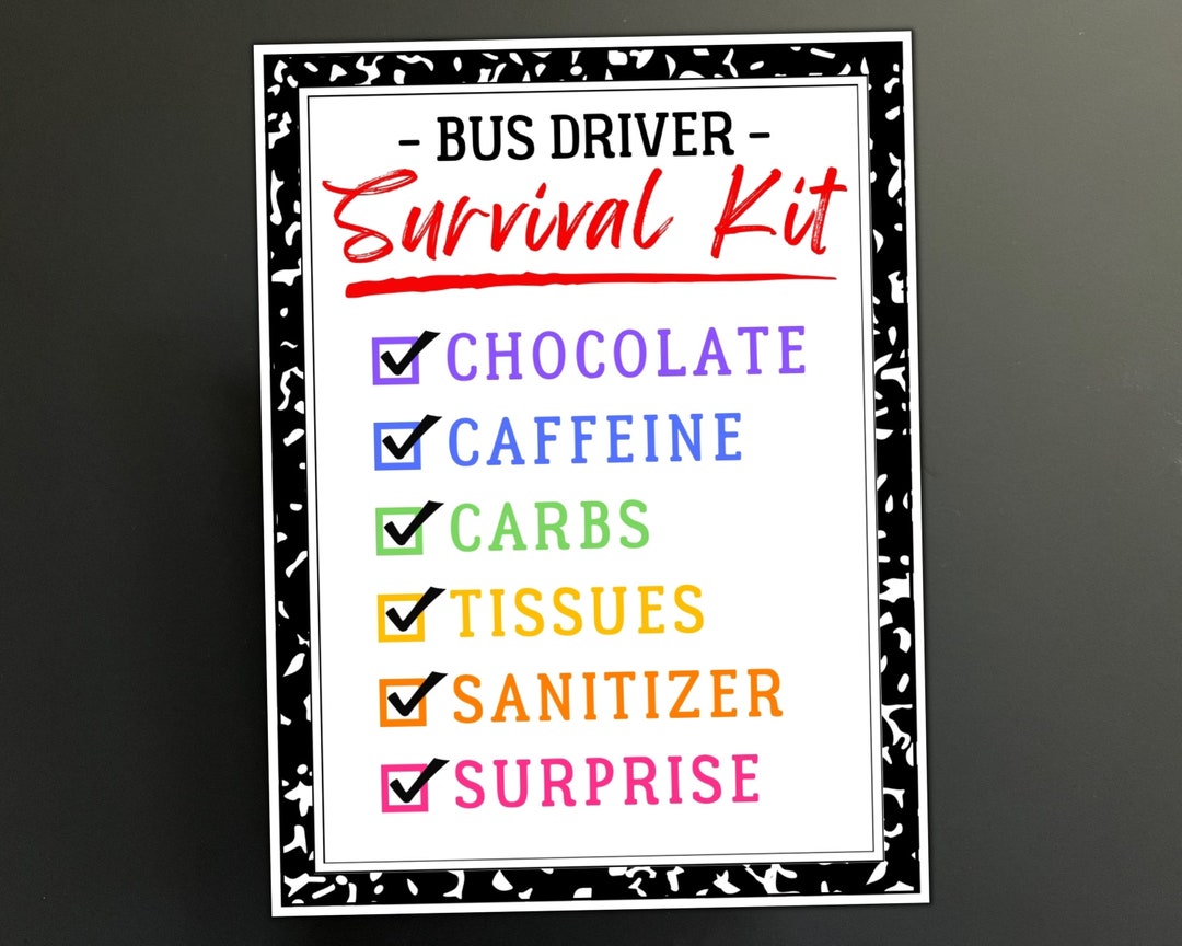 Bus Driver Survival Kit Gift Tags, Transportation Dept Appreciation ...