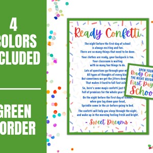 Back to School Ready Confetti Poem Cards Night Before First - Etsy