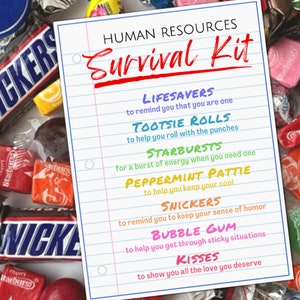Human Resources Survival Kit Gift Tags, HR Appreciation Thank You Card, Human Resources Employee ...