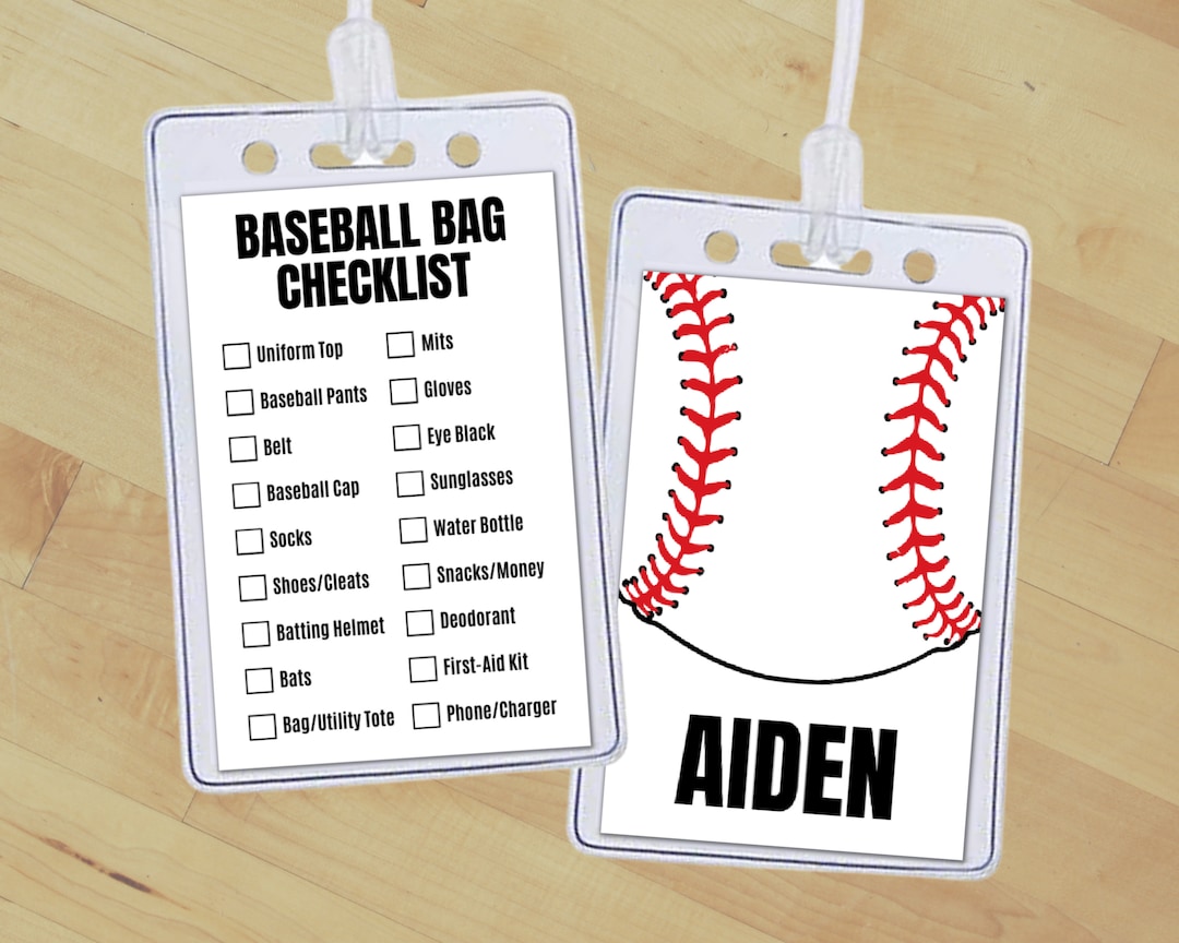 Editable Baseball Bag Tag Insert, Custom Baseball Equipment Gear ...