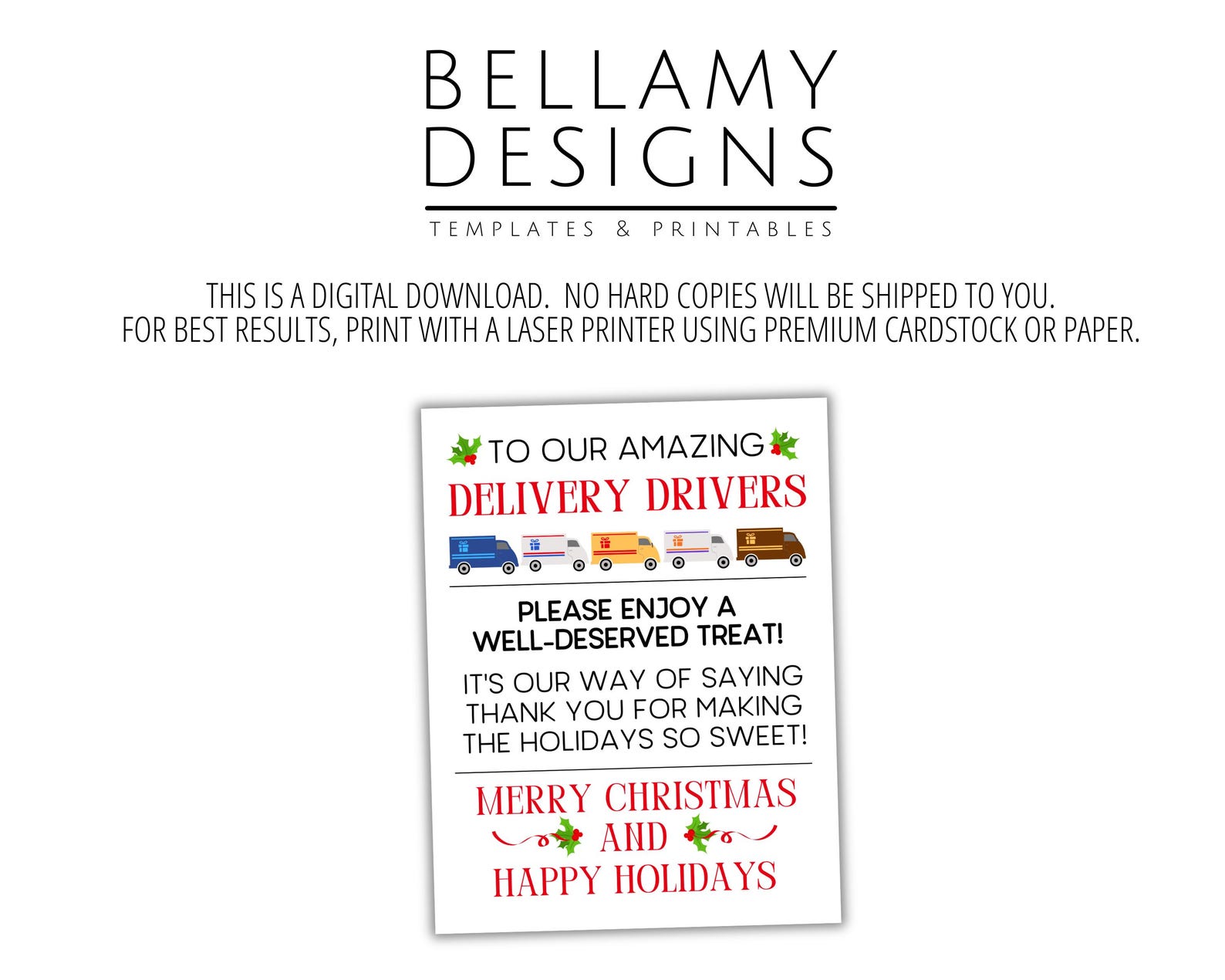Delivery Driver Thank You Sign Printable, Christmas Package Delivery ...
