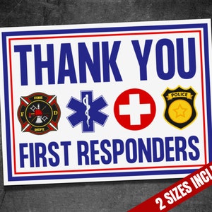 Thank You First Responders Appreciation Gift Tags, Police Firefighter ...