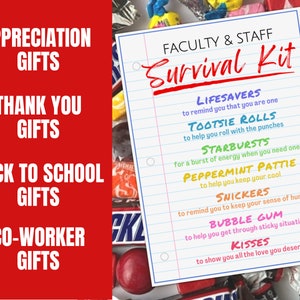 Faculty & Staff Survival Kit Gift Tags, Faculty Appreciation Staff ...