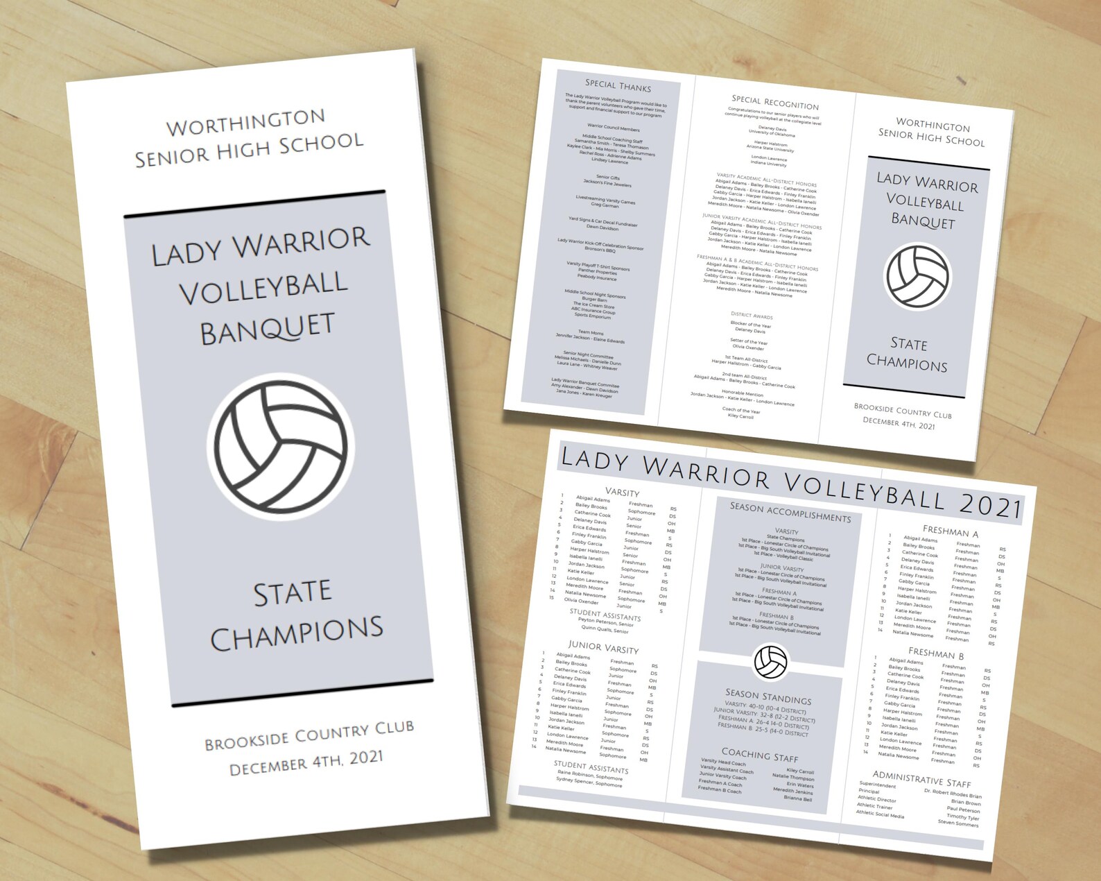 Tri-fold Program Template, Editable Landscape Orientation Folded ...