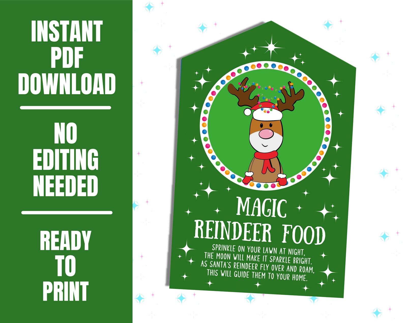 Green Magic Reindeer Food Poem Tag, Christmas Eve Box Idea, Night ...