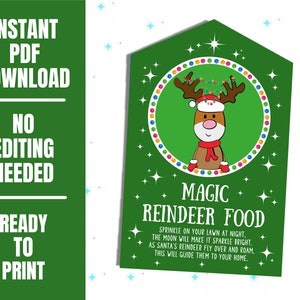 Green Magic Reindeer Food Poem Tag, Christmas Eve Box Idea, Night ...