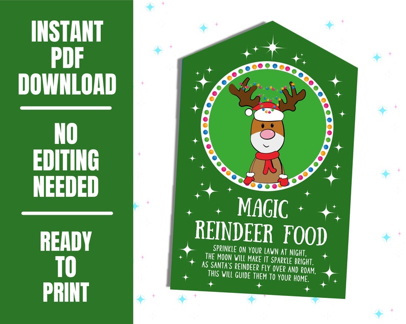 Green Magic Reindeer Food Poem Tag Christmas Eve Box Idea - Etsy