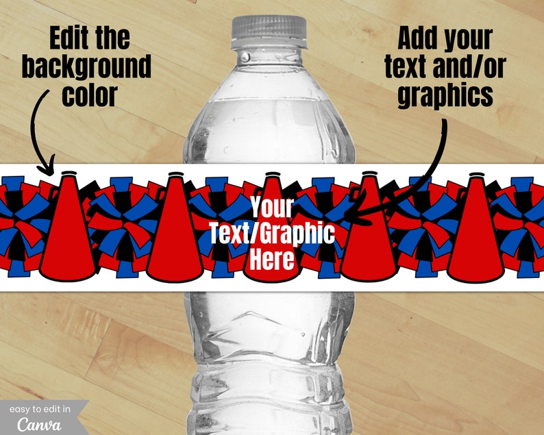 Editable Cheerleading Water Bottle Wrapper Label Cheerleader - Etsy