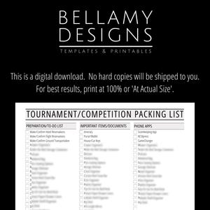 Sports Packing List, Tournament Game Competition Checklist for Athletes ...