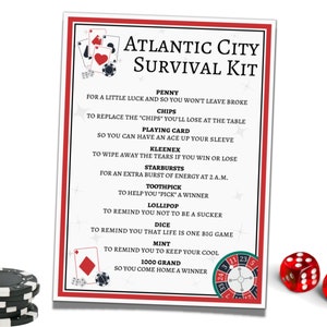 Atlantic City Survival Kit Gift Tag Casino Party Favor Girls - Etsy