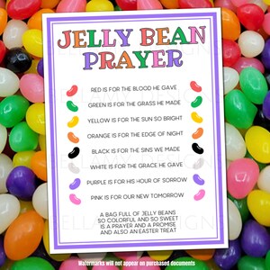 Jelly Bean Prayer Poem Printable, Religious Gift Tags, Easter Basket ...