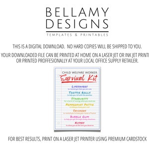 Child Welfare Worker Survival Kit Gift Tag, Welfare Worker Appreciation ...